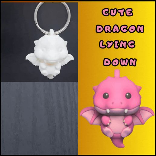 🐉 Cute Dragon Lying Down・ 3D File for 3D printing・Cults