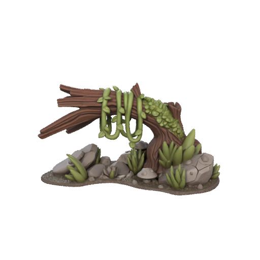 🌳 Stylized Fallen Tree Log | Vine & Mushroom Forest Scatter・ STL File ...