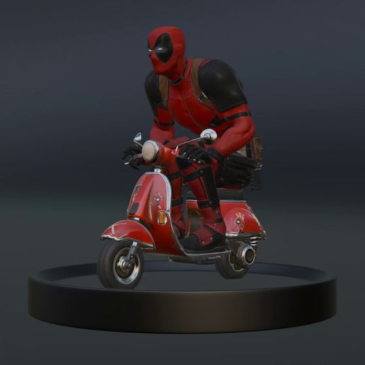 🛴 DeadPool Scooter Estilo Caricatura・Archivo STL para Impresión 3D・Cults