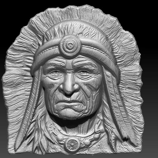 STL file Native Elder Chief Bas-Relief - 3D Printable Model (STL, OBJ ...