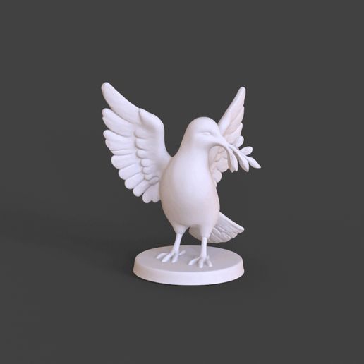 🕊️ Dove with Olive Branch・ STL File for 3D printing・Cults
