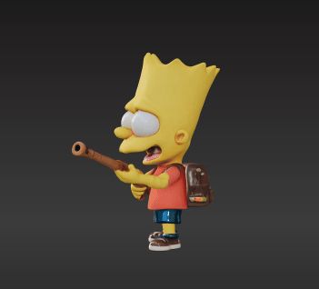 👽 Cute 3D Printable Bart Simpson – Slingshot Mischief Pose (Chibi Style ...