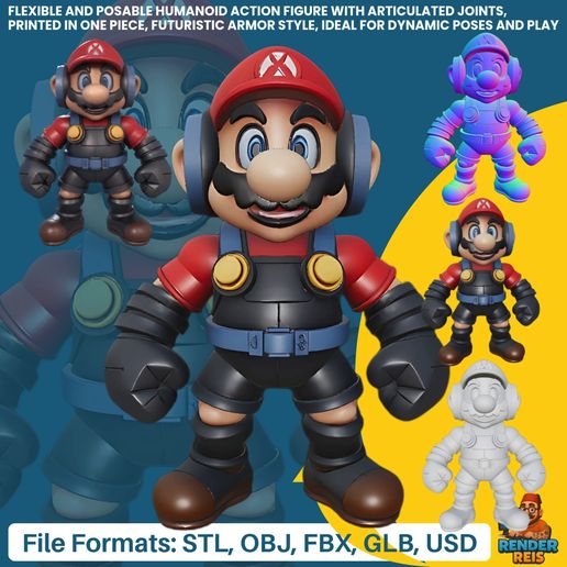 🧸 Armored Articulated Mario Figure – Highly Detailed, Unique Design ...