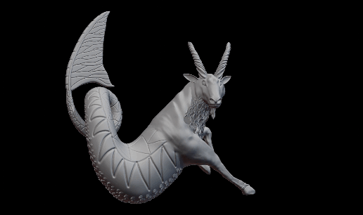♑ Capricorn Zodiac Mystical Goat Fish Combine Creature Sculpture 3D ...