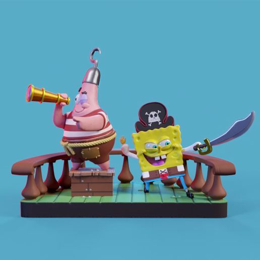 🏴‍☠️ SpongeBob and Patrick Pirate Fan art・ STL File for 3D printing・Cults