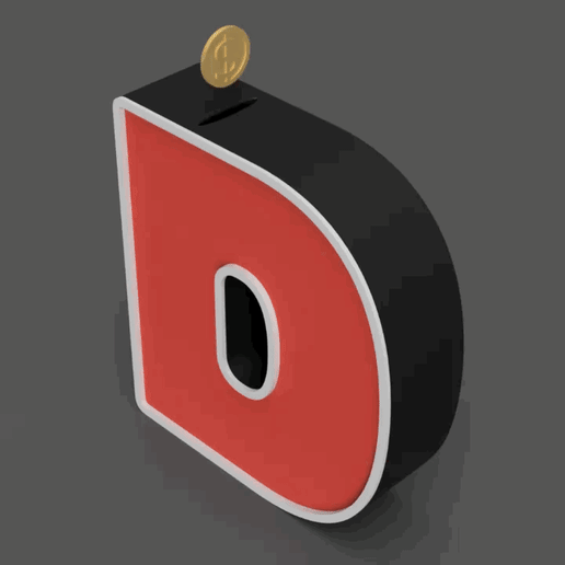 💰 3D Alphabet Letter (D) Money Bank・ STL File for 3D printing・Cults