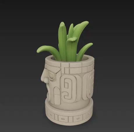 🌿 Mayan Aztec Head Plant Pot・ STL File for 3D printing・Cults