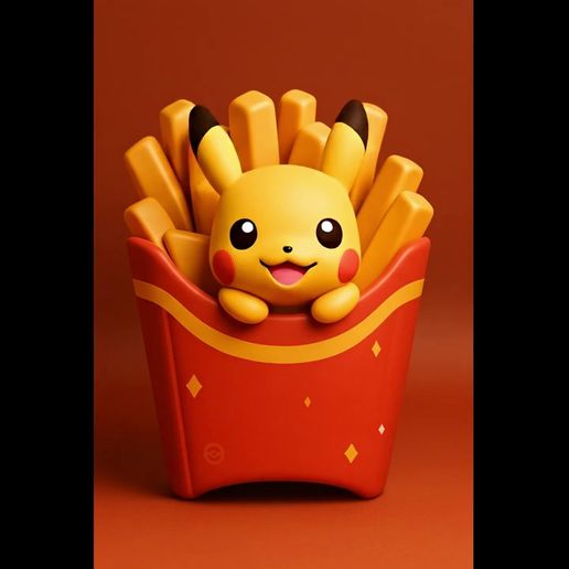 🐉 Pokemon Pikachu with French Fries・ STL File for 3D printing・Cults