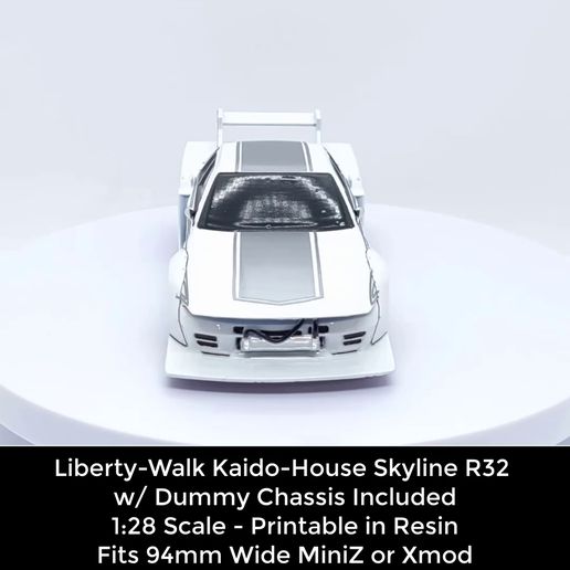 🐚 1:28 Scale Liberty-Walk Kaido-House R32 Skyline Body Shell w/ Dummy ...