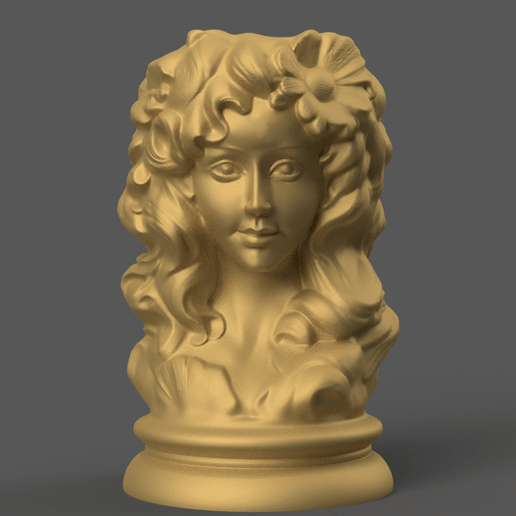 👩 Elegant Woman Head Planter – 3D STL File for Decoration・ STL File for 3D printing・Cults