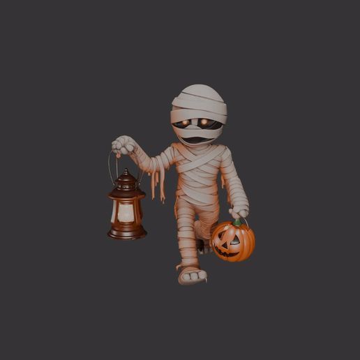 👻 Mummy with Pumpkin and Lantern 3D Model STL – Halloween Mummy ...