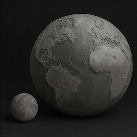 🌍 Earth–Moon Topographic Scale Model・ STL File for 3D printing・Cults