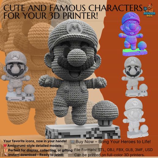 🎮 Mario Knit Figure 3D Print Model・ STL File for 3D printing・Cults