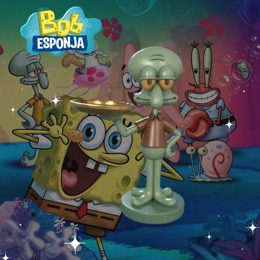 🎁 Calamardo – Figura 3D con Plato Sostenido | Coleccionable Animado ...