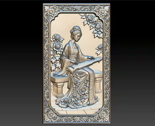 🇨🇳 "Ancient Chinese Court Lady Playing the Zither"・ STL File for 3D ...