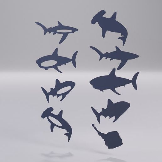 🔖 9 Sharks Bookmark・ 3D File for 3D printing・Cults