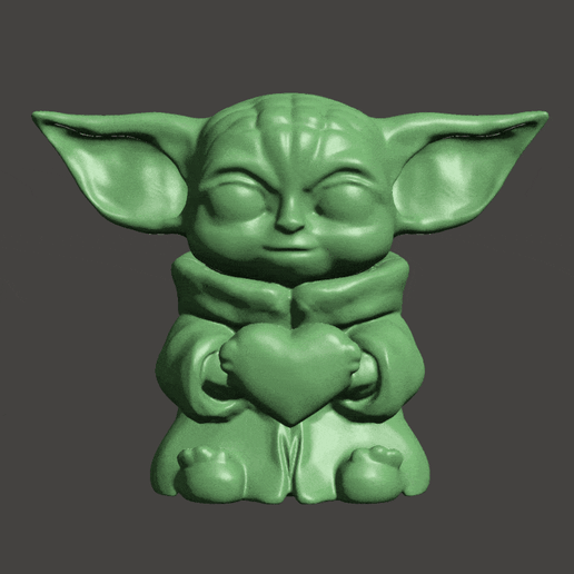 OBJ file STAR WARS BABY YODA CUTE CHIBI WITH HEART - GROGU LOVE - STAR ...