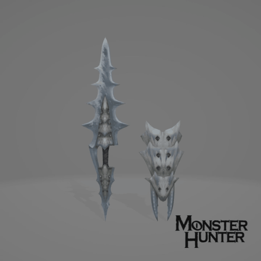 👹 MONSTER HUNTER WORLD FROSTFANG BARIOTH SWORD AND SHIELD・ STL File for ...