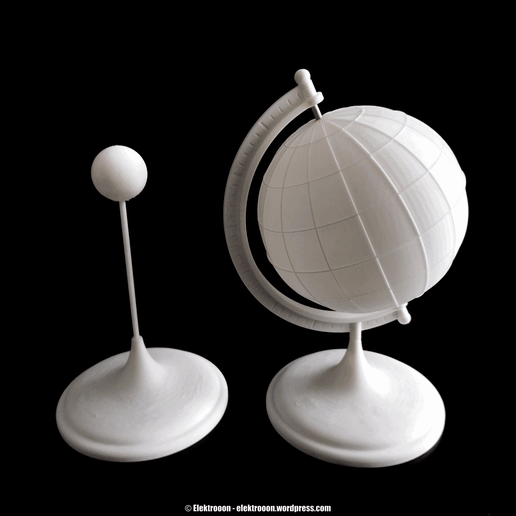 🗺️ Mini Globe world map with base and Moon・ STL File for 3D printing・Cults
