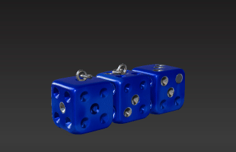 🎲 Elegant Blue D6 Dice Cluster Keychain Fob - Detailed Six-Sided Die ...