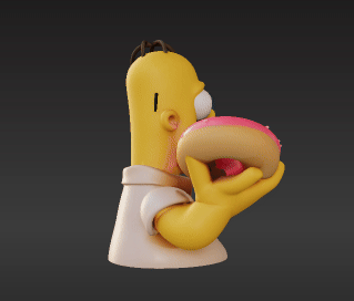 👽 Cartoon Style Homer Simpson Donut Statue for 3D Printing・ STL File ...