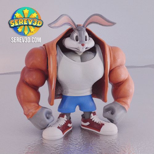 💪 Buff Bugs Bunny - Articulated Flexi Meme Figure - 3D Print STL/3MF ...
