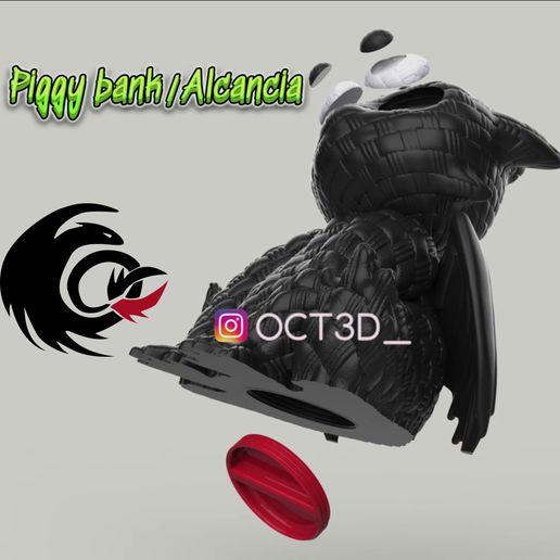 🏦 Toothless piggy bank / Alcancia Chimuelo・ STL File for 3D printing・Cults