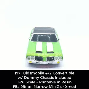 🐚 1:28 Scale 71 Olds 442 Convertible Body Shell w/ Dummy Chassis (Xmod ...