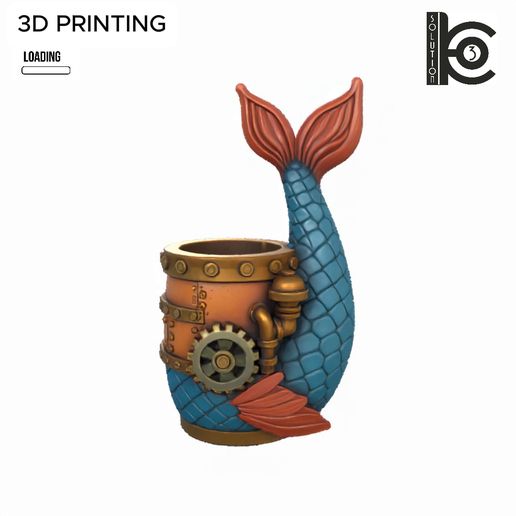 🧜‍♀️ Steampunk Mermaid Tail Candle Holder & Planter - 3D Model for ...