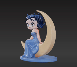 🌙 Betty Boop Moon Pose STL – Flowing Gown & Innocent Wide-Eyed ...