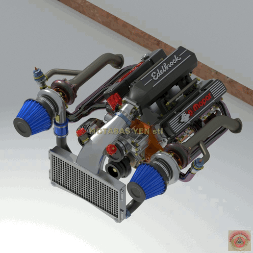 🌆 DODGE MOPAR 440 MAGNUM TWIN TURBO - ENGINE・ STL File for 3D printing ...