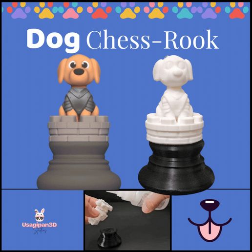 🐕 Cute Dog Chess - Rook・ 3D File for 3D printing・Cults