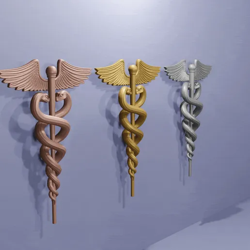 👾 Caduceus Symbol・ STL File for 3D printing・Cults