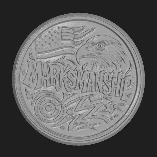 🪙 marksmanship coin token wall art・ STL File for 3D printing・Cults