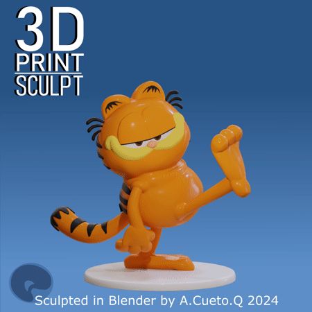 🐱 Garfield kicking something・ STL File for 3D printing・Cults