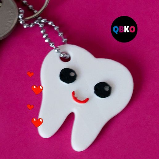 🦷 KAWAII TOOTH KEYCHAIN・ STL File for ・Cults