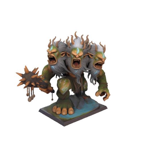 🧌 2143 Three-Headed Troll - 3D-Printed Fantasy Statue with Club, magic ...