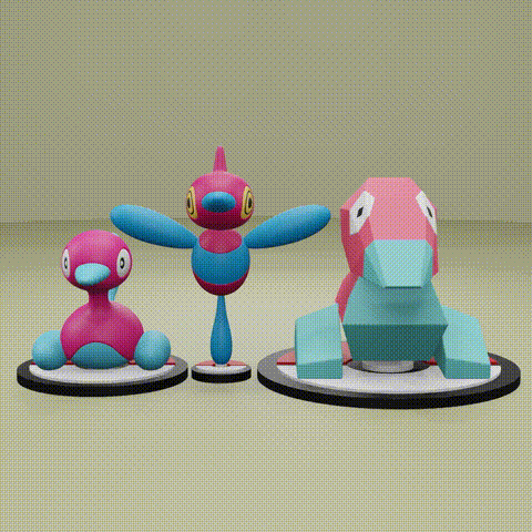 Archivo STL Pokemon nº 137, 233, 474 Porygon, Porygon2, Porygon-Z 🐉 ...