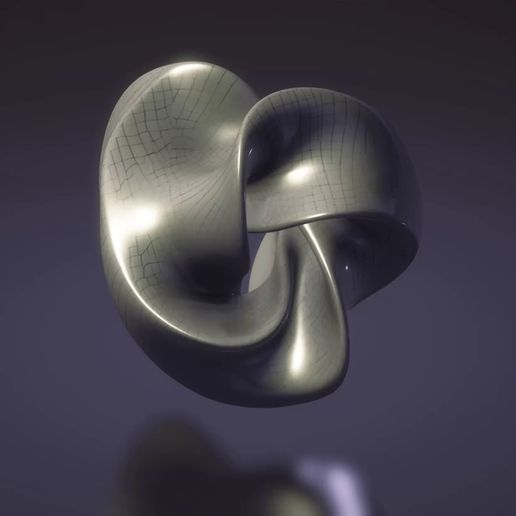 🗿 Continuous, twisted surface reminiscent of a deformed toroid or a ...