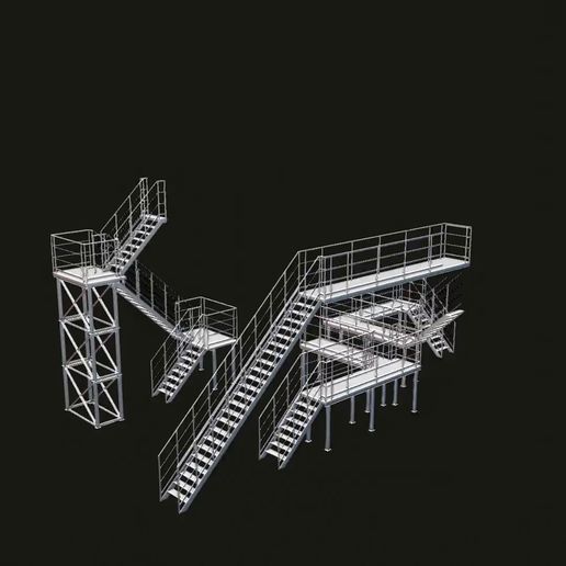 🔧 Industrial Stairs Modular・ STL File for 3D printing・Cults