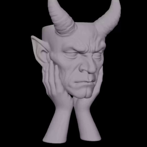🪴 Demon Head Planter – Dark Fantasy 3D Printed Sculpture Vase・ STL File ...
