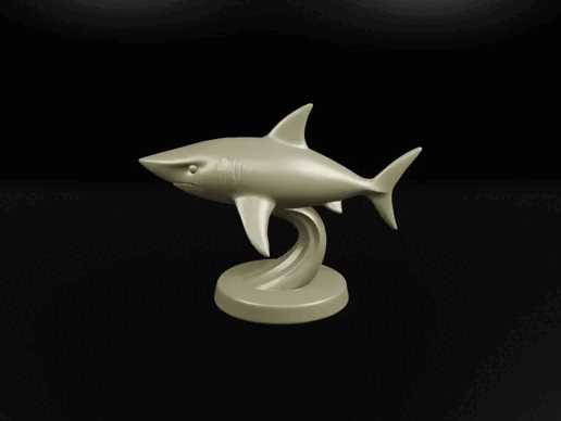 🦈 Stylized Shark STL – 3D Printable Shark Figurine on Wave Base for ...