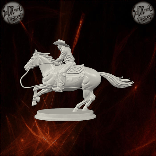 🤠 Dynamic Cowboy Horseback Lasso Figure – SoliDRawinGs SG1487・ STL File ...