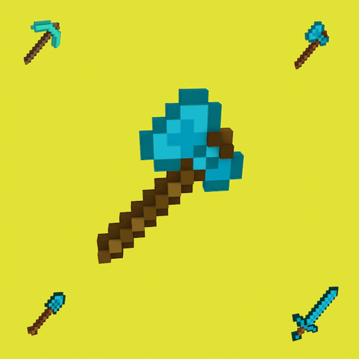 how to draw a minecraft diamond axe
