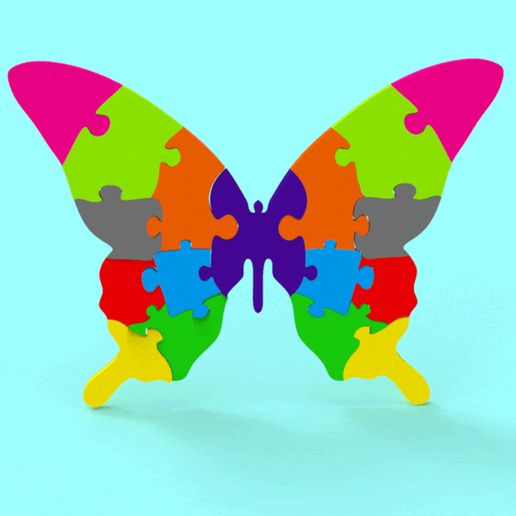 🦋 Butterfly Puzzle Assembly・ STL File for 3D printing・Cults