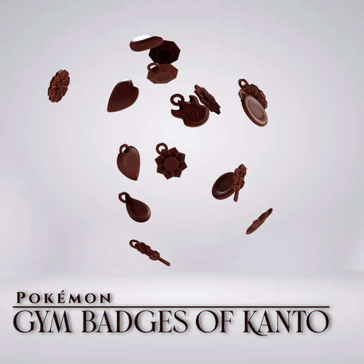 🐉 Gym badges of Kanto (Pokemon)・Free STL File for ・Cults