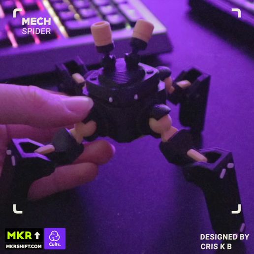 🕷️ Articulated Mech Spider - Unit 007・ STL File for 3D printing・Cults