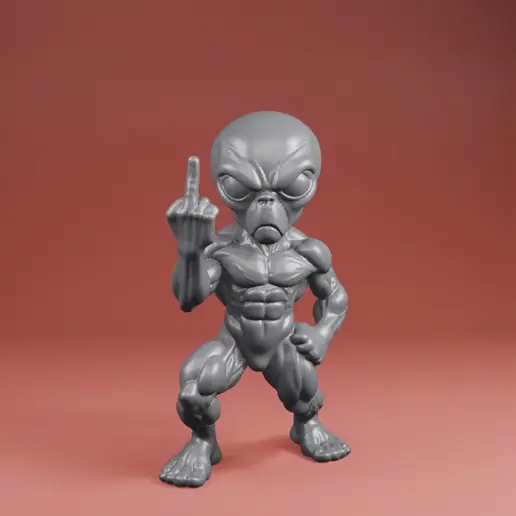 🖕 Rude Alien – Middle Finger Pose – STL File for 3D Printing・ STL File ...
