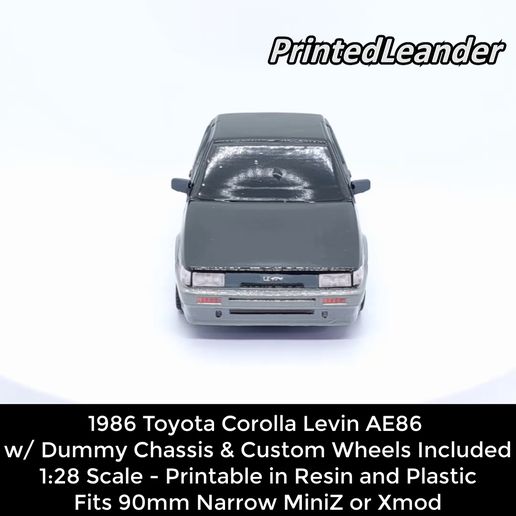 🐚 1:28 Scale 1986 Corolla Levin AE86 Body Shell w/ Dummy Chassis (Xmod ...