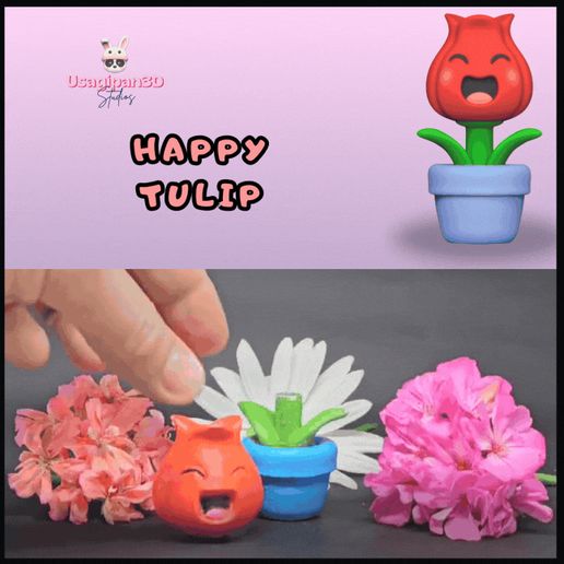 3D file Happy Tulip 🌷 ・Model to download and 3D print・Cults